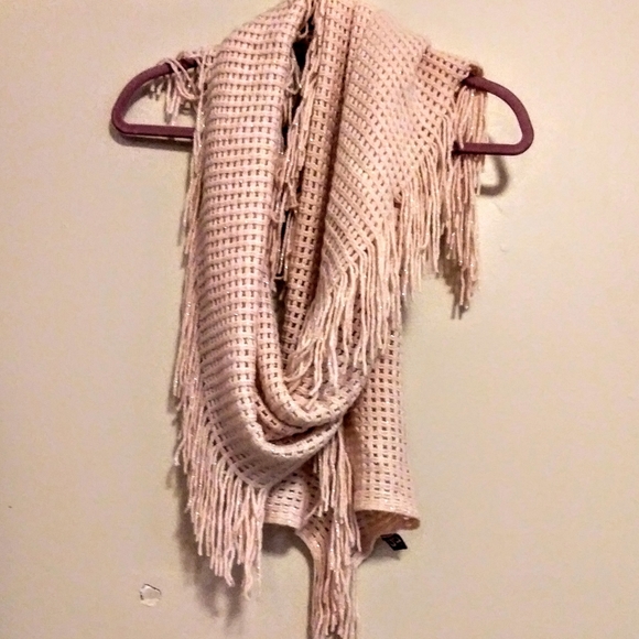 Accessories | Gorgeous Vintage Sparkled Pink Plush Frayed Scarf | Poshmark